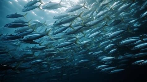 Cardume de peixes nadando debaixo d água do mar peixe sardinha escolar nadando debaixo d água