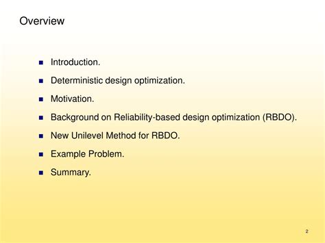 Ppt Efficient Methodologies For Reliability Based Design Optimization