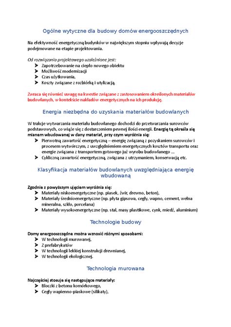 Budownictwo Energooszczedne Wytyczne Dla Budowy Na W Stopniu Decyzje