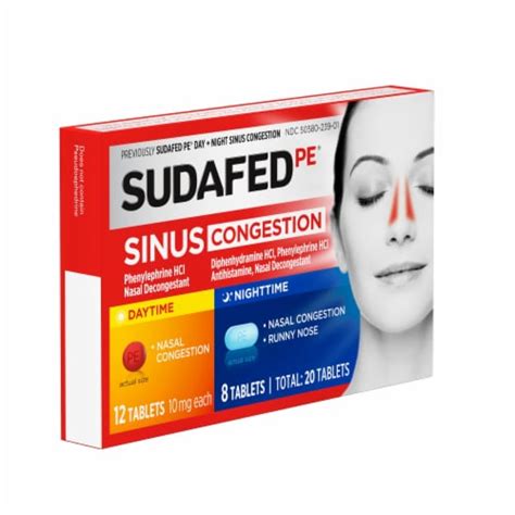 Sudafed Pe Sinus Congestion Day Night Maximum Strength Decongestant Tablets Phenylephrine Hcl