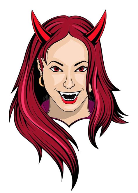 Girl Devil Vector Illustration Of A Woman In Halloween Costume Stock