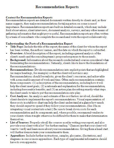 Recommendation Report 11 Examples Format Word Google Docs Apple