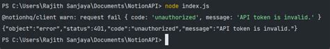 Api Token Is Invalid Error Rnotion