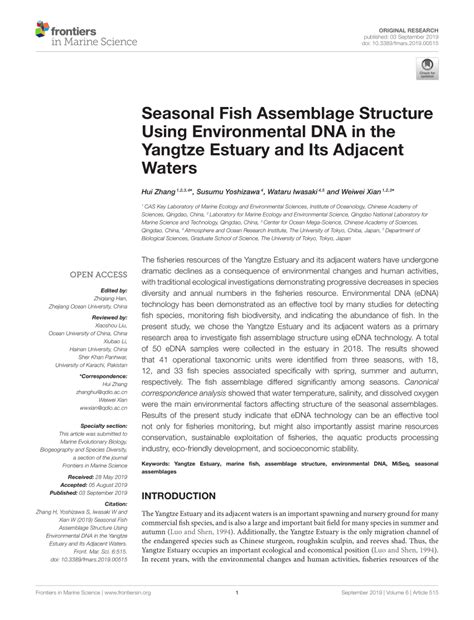 Pdf Seasonal Fish Assemblage Structure Using Environmental Dna In The