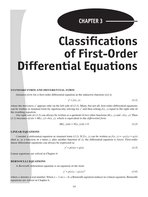 Classifications Of First Order Differential Equations Pdf