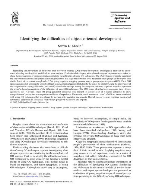 Pdf Identifying The Difficulties Of Object Oriented Development Dokumen Tips