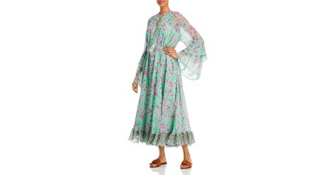 Hemant Nandita Hera Floral Print Long Midi Dress In Blue Lyst