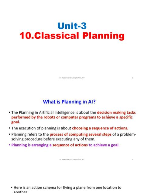 Ai Chapter10 Classical Planning 2023 Class Pdf First Order Logic Mathematical Logic