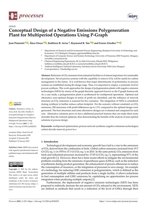 Pdf Conceptual Design Of A Negative Emissions Polygeneration Plant For Multiperiod Operations
