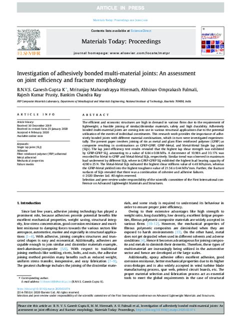 Pdf Investigation Of Adhesively Bonded Multi Material Joints An Assessment On Joint