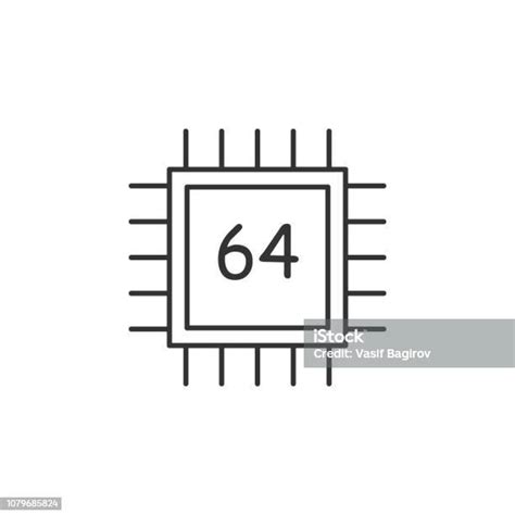 칩 Cpu 라인 아이콘 모바일 응용 프로그램 웹 사이트 또는 데스크톱 응용 프로그램에 대 한 간단 하 고 현대 평면 벡터 일러스트 레이 션 0명에 대한 스톡 벡터 아트 및