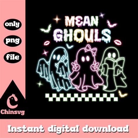 Mean Ghouls Ghost Halloween Neon Art Design Png Ghosts Png Chinsvg