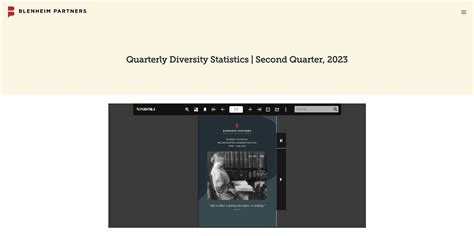 Quarterly Diversity Statistics Second Quarter 2023 Blenheim Partners