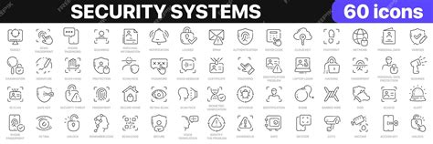 Premium Vector Security Systems Line Icons Collection Authentication Network Scan
