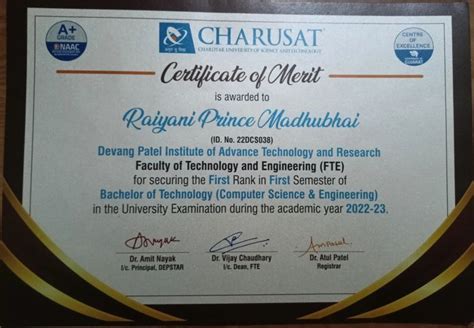 Prince Raiyani On Linkedin Certificateofexcellence Firstrank