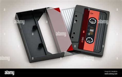 Vintage Audio Cassette And Cassette Case Isolated On White Background