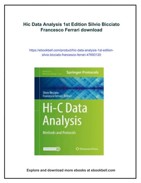 Hic Data Analysis 1st Edition Silvio Bicciato Francesco Ferrari Pdf