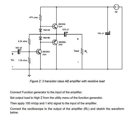 figure 2 3 transistor class ab amplifier with