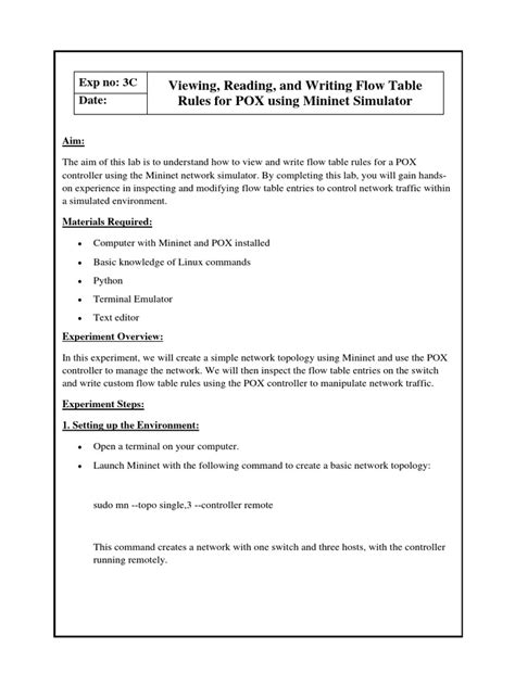 sdn lab exp 3c pdf computer terminal simulation