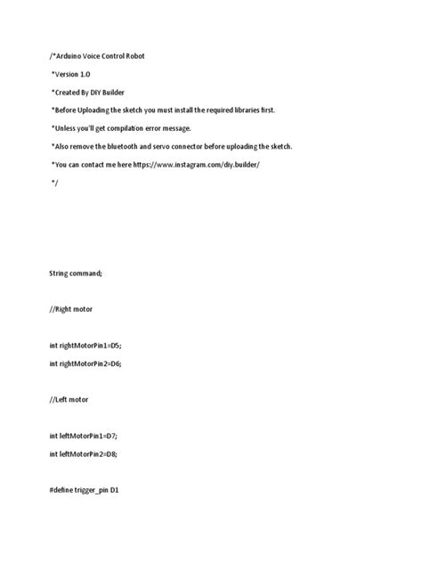 Arduino Voice Control Robot Code Pdf Computer Engineering