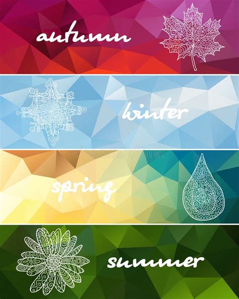 Four Seasons Horizontal Banners Stock Vector Illustration Of Season
