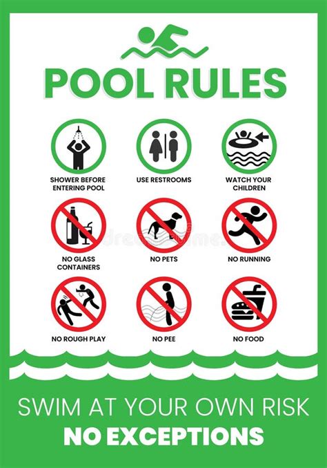 Pool Rules And Cautions Poster Vector Illustration In A Flat Style On