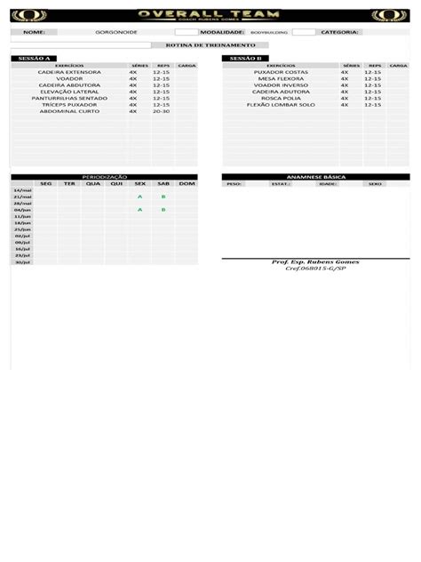 Planilha De Treino Musculacao Pdf