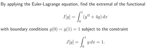 solved by applying the euler lagrange equation find the