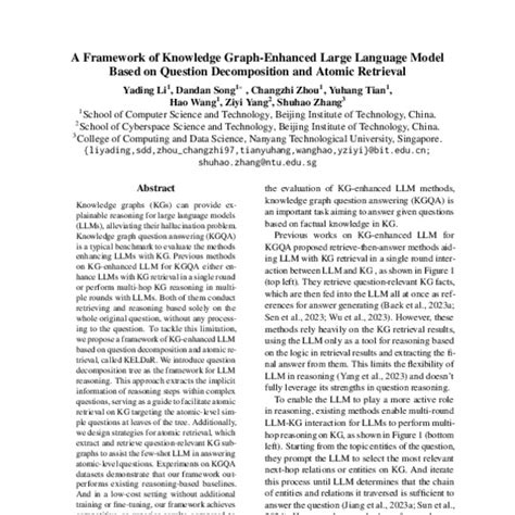 A Framework Of Knowledge Graph Enhanced Large Language Model Based On Question Decomposition And