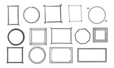 Premium Vector Hand Drawn Set Of Simple Frame And Border With