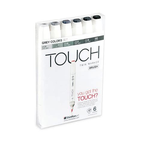 Touch Twin Marker Brush Set 6 Grey Colors Highlights