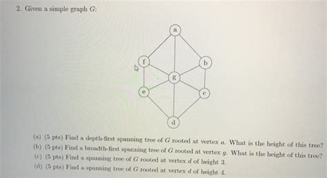 Solved 2 Given A Simple Graph G A 5 Pts Find A