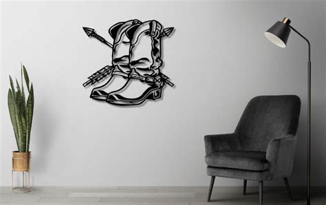 Cowboy Boot Dxf Svg Png Files Cowboy Boot Boots Arrrow Bow Wall Art Cut