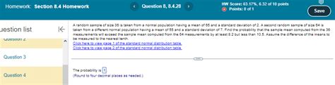 Solved A Random Sample Of Size 36 Is Taken From A Normal