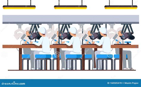 Electric Pcb Factory Assembly Line With Irons Stock Vector