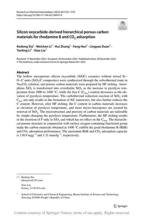 Silicon Oxycarbide Derived Hierarchical Porous Carbon Materials For