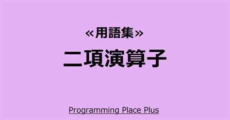 二項演算子 Programming Place Plus 用語集