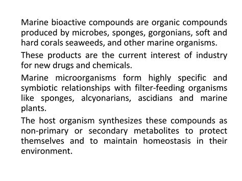 12 Marine Bioactive Compounds Ppt Chemistry Science