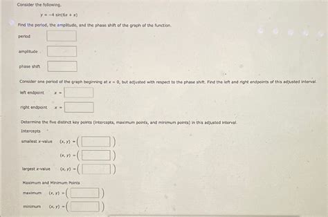 Consider the following y 4sin 6x π Find the period Chegg com