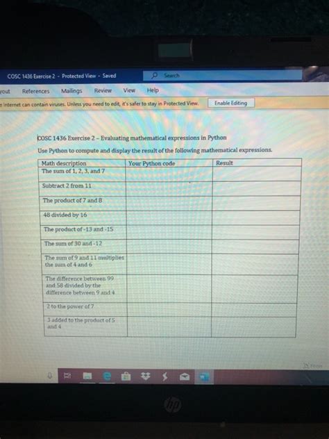 Solved Cosc Exercise Protected View Saved Search Chegg