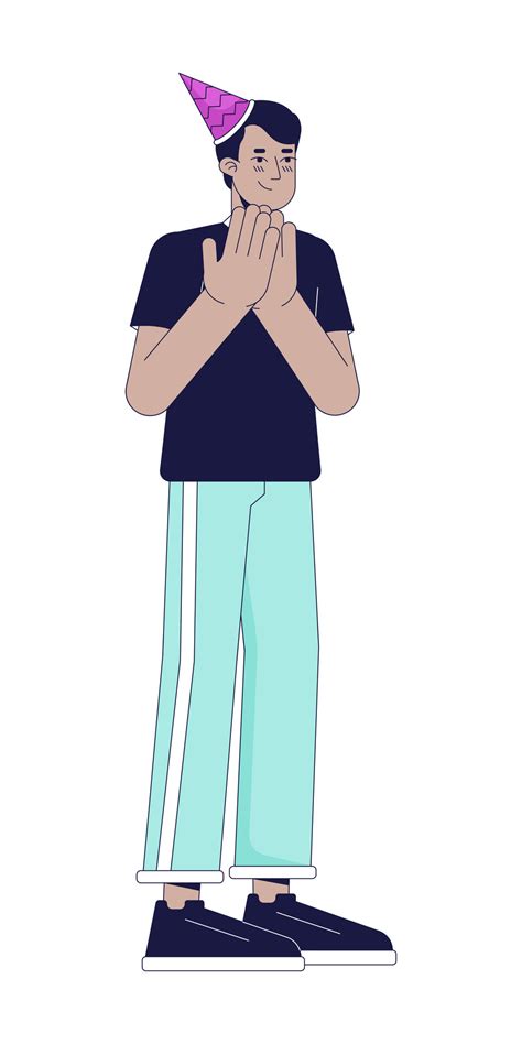 Aplaudiendo Hombre A Fiesta 2d Lineal Dibujos Animados Personaje
