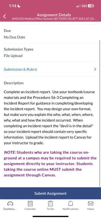 Solved Description Complete An Incident Report Use Your