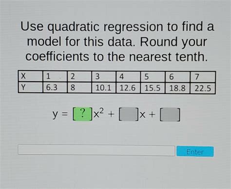 Solved Use Quadratic Regression To Find A Model For This