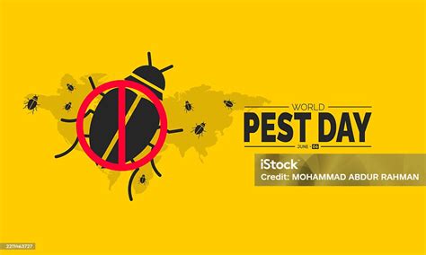 세계 해충의 날 금지 표지판 휴일 개념 배너 카드 포스터 및 텍스트 비문과 전문적인 느낌을위한 고전적인 색상의 소셜 미디어 디자인에 적합합니다 4월에 대한 스톡 벡터 아트