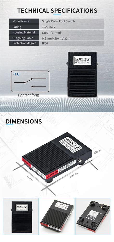 Xurui Foot Switch 10a 250vac Foot Pedal With Ul Xf 1 Buy 10a 250v