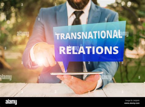 Text Sign Showing Transnational Relations Business Photo Showcasing
