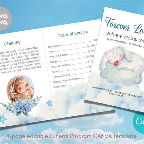 Infant Funeral Program Etsy