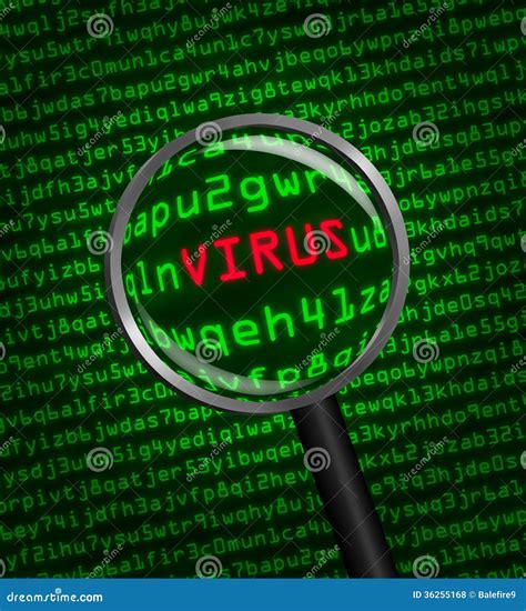 Magnifying Glass Locating A Virus In Computer Code Stock Illustration Illustration Of