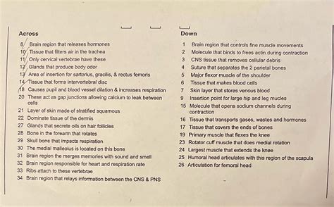 [solved] Across Down 8 Brain Region That Releases Hormones 1 Brain