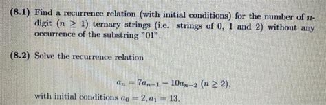Solved 81 Find A Recurrence Relation With Initial